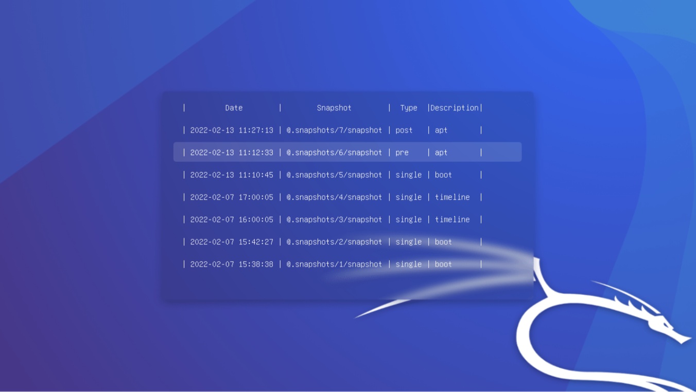 Kali Linux on bare-metal gets snapshotting functionality - Help Net ...